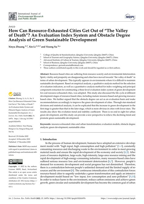 Pdf How Can Resource Exhausted Cities Get Out Of The Valley Of Death” An Evaluation Index