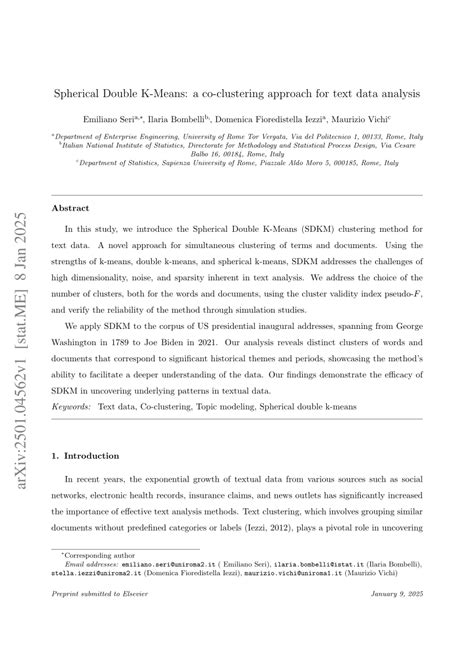 Pdf Spherical Double K Means A Co Clustering Approach For Text Data