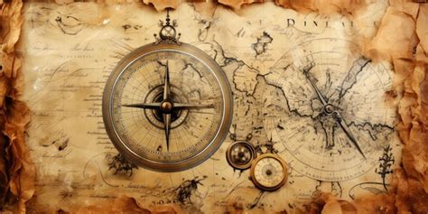 Premium Ai Image An Old Map Compass And Sailing Ship Backdrop A