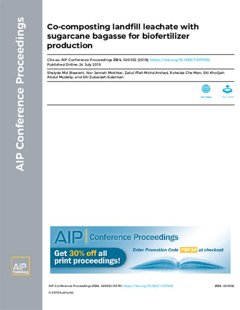 Pdf Co Composting Landfill Leachate With Sugarcane Bagasse For