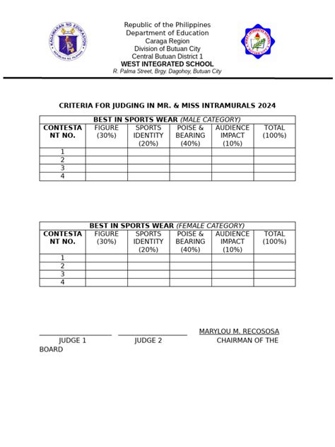 Criteria For Mr And Ms Intrams Pdf
