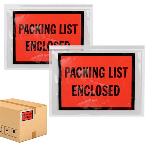 Abc Packing List Enclosed Pouches 7 X 5 Inch 1000 Pack Clear Red