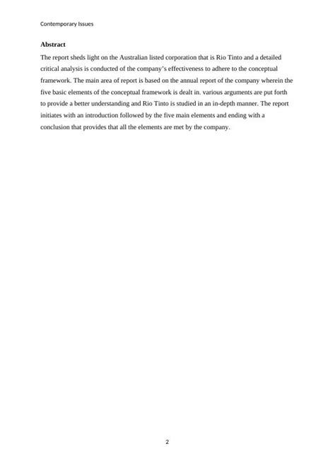 Rio Tinto And The Conceptual Framework A Detailed Report