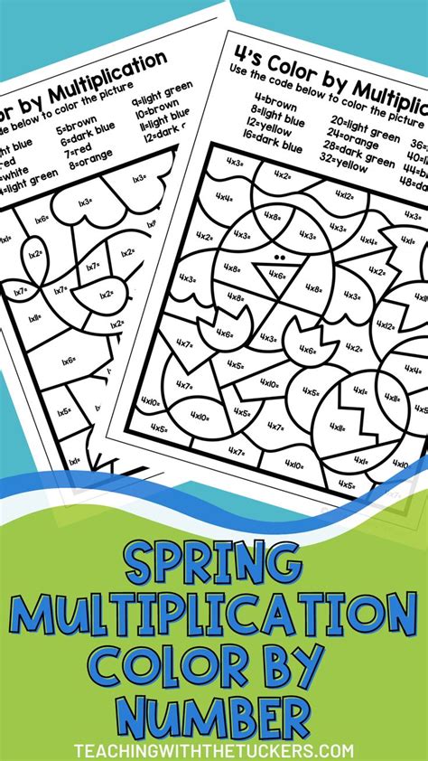 Spring Multiplication Color By Number Worksheets Multiplication Multiplication Facts Number