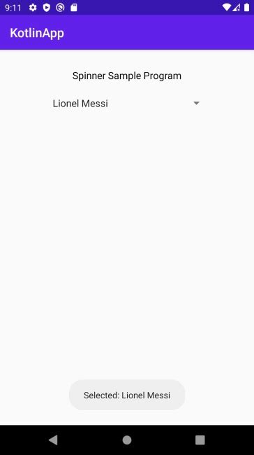how to make an android spinner with initial default text using kotlin