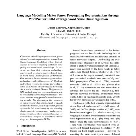 Language Modelling Makes Sense Propagating Representations Through