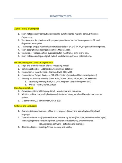 Class Xi Coma Topics V1 Pdf Computer Memory Computer Data Storage