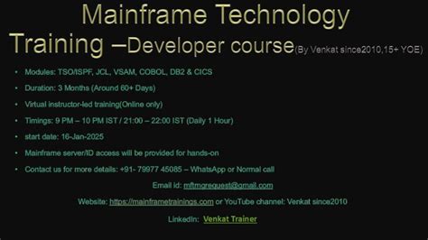 Mainframe Cobol Venkat Trainer
