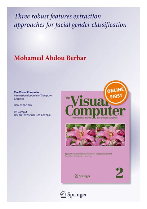 Pdf Three Robust Features Extraction Approaches For Facial Gender Classification
