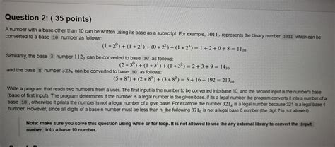 Solved Question 2 35 Points A Number With A Base Other Chegg Com