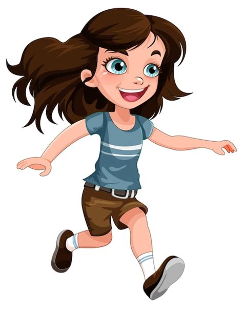 Free Vector Cute Girl Running Cartoon Character