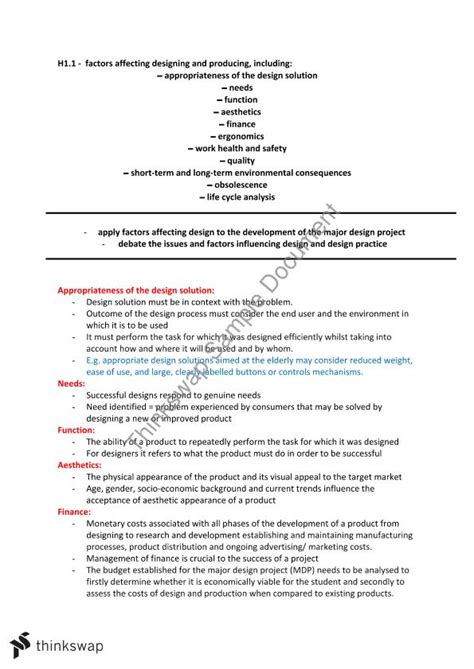 Full Hsc And Preliminary Design And Technology Notes Design And Technology Year 12 Hsc