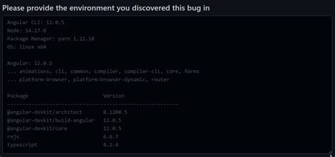 Bug Report Issue Template Doesn T Say How To Get Environment Information Issue