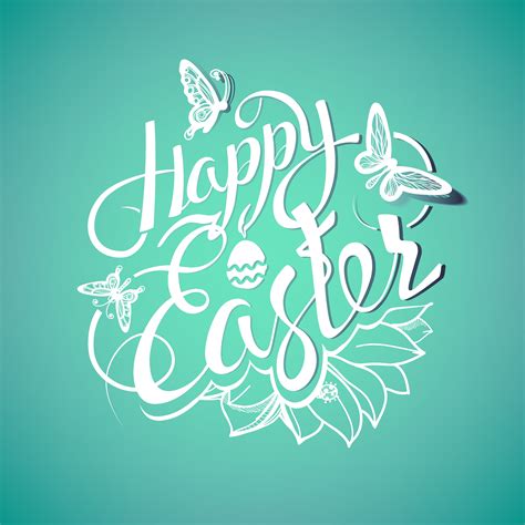 Happy Easter Sign Symbol Logo On A Green Background With The Flowers 479872 Vector Art At