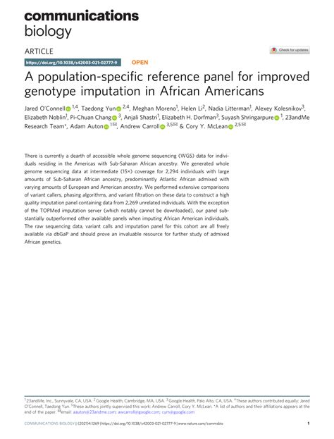 Pdf A Population Specific Reference Panel For Improved Genotype Imputation In African Americans