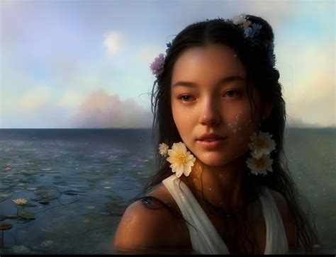 Princesa Asiática Bañándose En Un Río Foto Premium