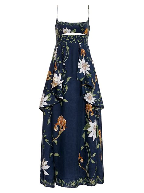 Agua By Agua Bendita Ethel Pasiflora Empire Waist Maxi Dress Linen