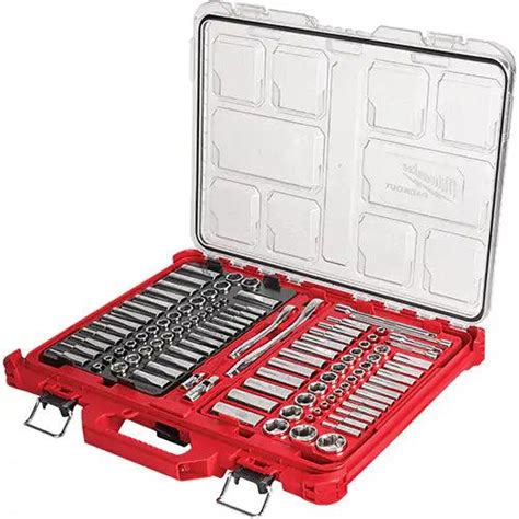 Milwaukee Socket Set Ratchet And Socket Set With Packout Low Profile Organizer 1438 48
