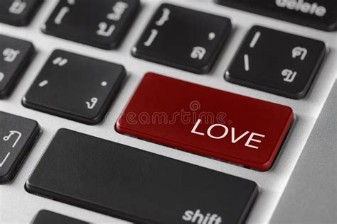 Computer Notebook Keyboard Selected Focus On Red Enter Button W Stock