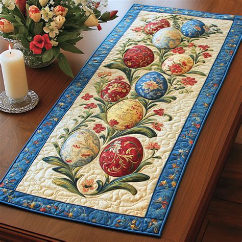 Blooming Eggs Quilted Table Runner Ncu0vh3597 Vantique
