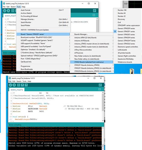 Not Able To Send And Receive Data Using Serial On STM F C T Blue Pill Programming