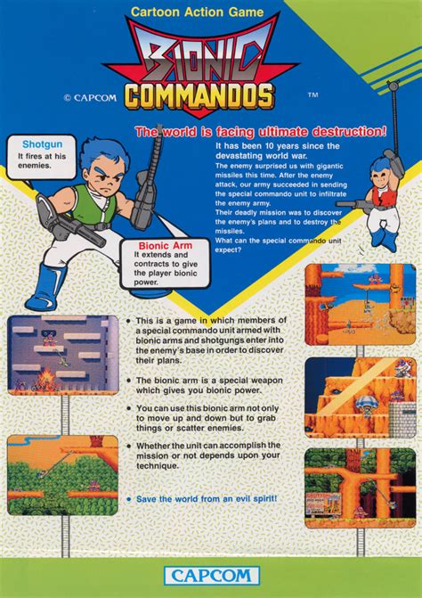 bionic commando capcom video game 1987 eu the arcade flyer archive