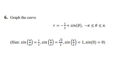 Solved Graph the curve r sin θ πθπ Hint Chegg com