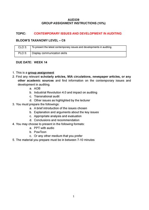6 Aud339 Group Assignment Instructions Aud Group Assignment