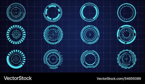 Hud Aim Pointer Optical Target Futuristic Focus Vector Image