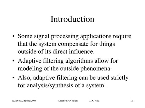 PPT Adaptive FIR Filter Algorithms PowerPoint Presentation Free Download ID 144820
