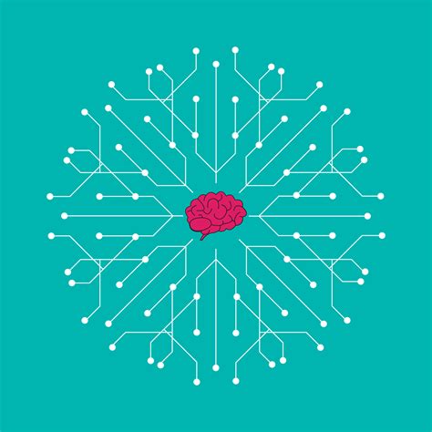 Electronic Brain Icon Brain Mapping Concept With Dots Circles And