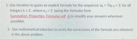 solved 1 use iteration to guess an explicit formula for the