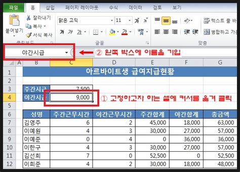 엑셀2010 배우기 셀고정 서식 Vs 이름정의 하는 방법 네이버 블로그