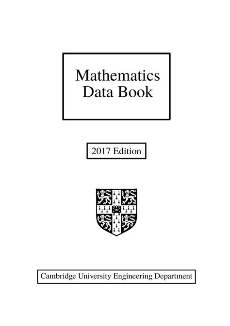 maths notes mathematics data book 2017 edition cambridge university engineering department