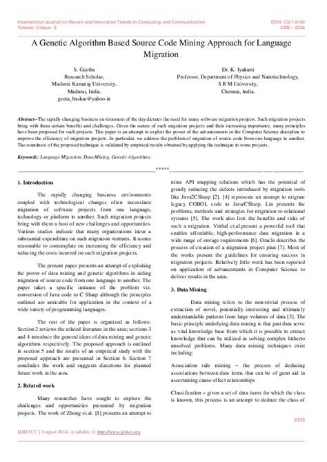 Pdf A Genetic Algorithm Based Source Code Mining Approach For