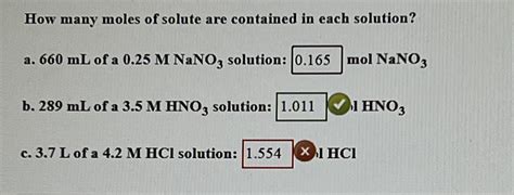 Solved How Many Moles Of Solute Are Contained In Each