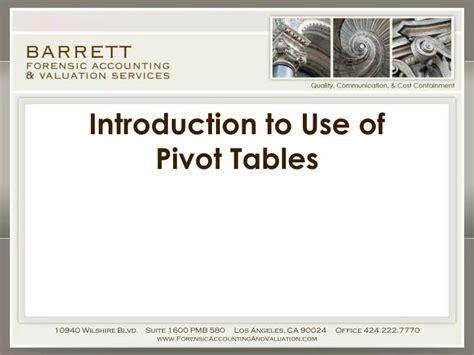 PPT Introduction To Use Of Pivot Tables PowerPoint Presentation Free Download ID