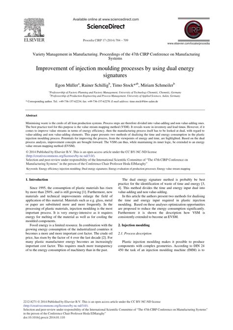 Pdf Improvement Of Injection Moulding Processes By Using Dual Energy Signatures