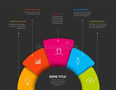 Vector Dark Multipurpose Infographic Five Rounded Elements Template Stock Vector Illustration