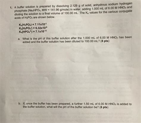 Solved A Buffer Solution Is Prepared By Dissolving Chegg