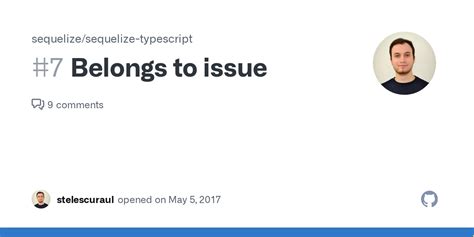 Belongs To Issue · Issue 7 · Sequelizesequelize Typescript · Github