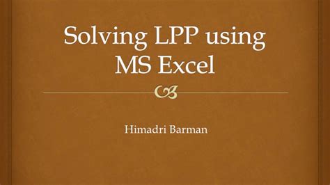 Using Solver Tool In Ms Excel To Solve Linear Programming Problems Youtube