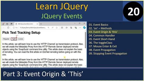 Events Part 3 Event Origin And ‘this Jquery Tutorials 20 Youtube