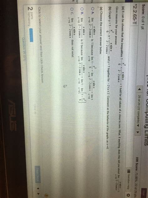 Solved Homework Techniques For Computing Limits Score Chegg