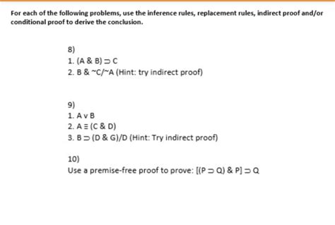 solved for each of the following problems use the inference