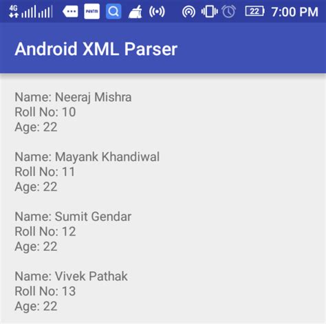 android xml parsing using xmlpullparser