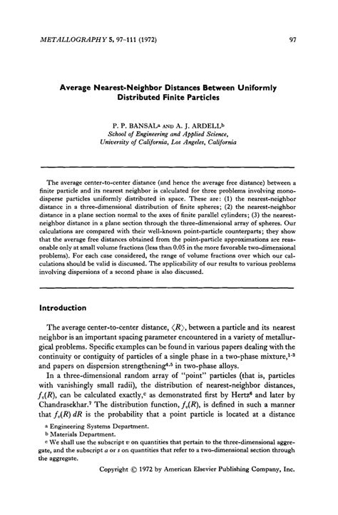 Pdf Average Nearest Neighbor Distances Between Uniformly Distributed