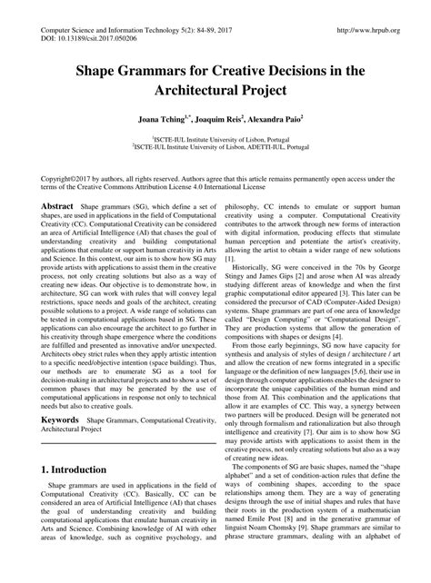 PDF Shape Grammars For Creative Decisions In The Architectural Project