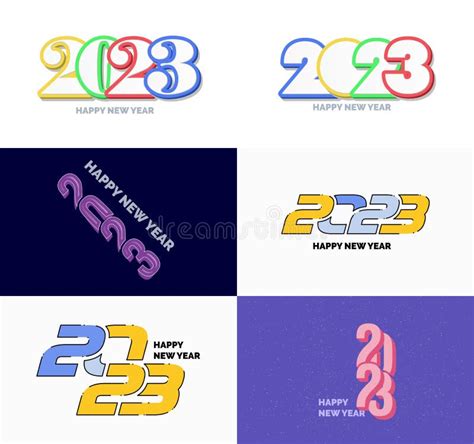 Big Set Of Happy New Year Logo Text Design Number Design