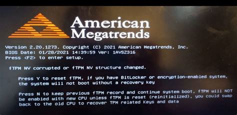 How To Fix New Cpu Installed Ftpm Nv Corrupted Solved